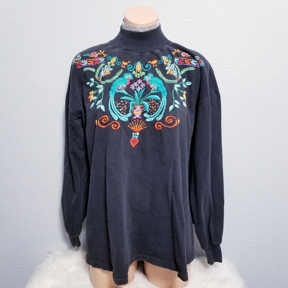 Vintage | Tops | Vintage 8s 90s Retro Hippie Boho Ethnic Embroidered ...
